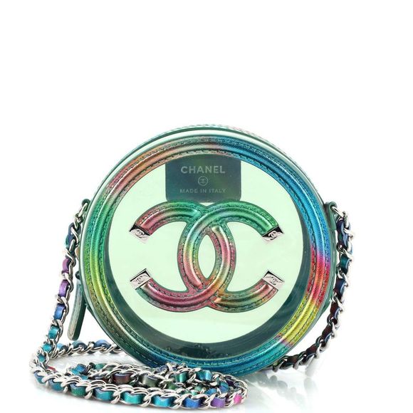 CHANEL | Bags | Chanel Filigree Round Clutch With Chain Pvc With ...